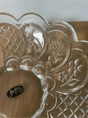 Accents | Vintage Crystal Clear Studios Japan Glass Scalloped Bowl With ...
